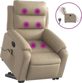 Elektrické zvedací masážní polohovací křeslo cappuccino koženka 3205069