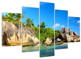 Obraz mořské pláže s palmami (150x105 cm)