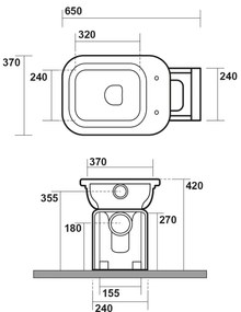 Kerasan WALDORF retro WC mísa s nádržkou, spodní/zadní odpad, bílá-bronz WCSET20-WALDORF