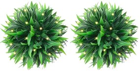 Umělé buxus koule s LED světly 2 ks zelené 30 cm 3335900