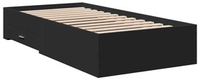 Rám postele se zásuvkami černý 90 x 190 cm kompozitní dřevo