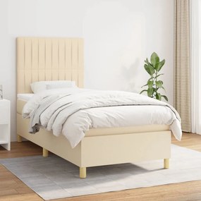 vidaXL Box spring postel s matrací 80 x 200 cm textil [3142452] Barva: krémová