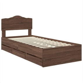 Rám postele se zásuvkou Hnědý dub 75 x 190 cm Inženýrské dřevo 3413060