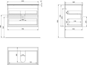 Aqualine Paneda koupelnová skříňka pod umyvadlo 79,5 x 55 x 45,2 cm bílá PN280