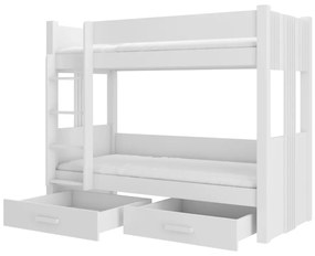 Expedo Dětská patrová postel SEVERIN + matrace, 90x200, bílá