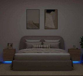 vidaXL Noční stolky s LED osvětlením 2 ks kompozitní dřevo [836740] Barva: Bílá