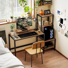 HOMCOM Stůl 150 x 48 cm Počítačový stůl s podstavcem na monitor, stojanem na CPU, policí na tiskárnu, 4 policemi, kovovým rámem pro domácí kancelář, …