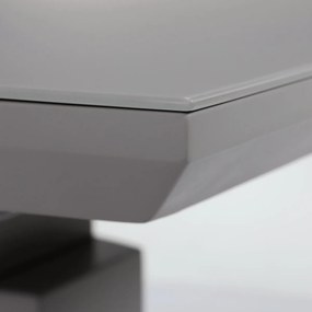AUTRONIC Jídelní stůl 110+40x70 cm, šedá 4 mm skleněná deska, MDF, šedý matný lak