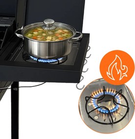 BPS-koupelny Plynový BBQ gril s boční plotýnkou, poličkou a krycí plachtou - , 2+1 hořák