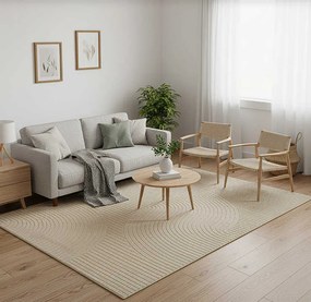 TZ Béžový obdélníkový geometrický koberec Strado Polo Path Camel se vzorem pruhů Rozměr: 160x230 cm