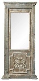 Zrcadlo v dřevěném retro hnědém rámu s bílou patinou - 55*7*118 cm