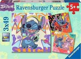 Puzzle ravensburger 120010708 disney: stitch 3x49 dílků