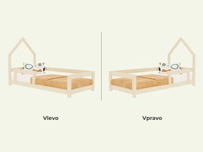 Benlemi Dětská postel domeček POPPI s bočnicí Zvolte barvu: Světle šedá, Zvolte rozměr: 90x200 cm, Zvolte stranu: Vpravo