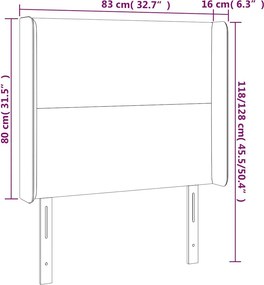 Čelo postele s LED tmavě modré 83 x 16 x 118/128 cm samet 3123802