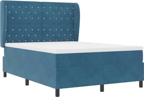 Postel s boxspringem s čelo Tmavě modrá 200 x 140 cm samet 3340878