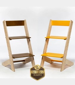 Lucas Wood Style - rostoucí židle EASY LINE zvýhodněný set 2 ks -  kaštan + žlutá