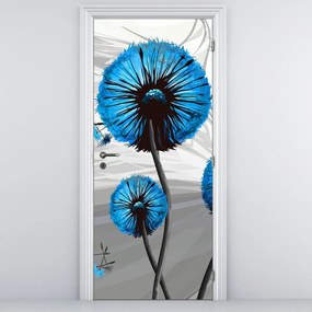 Fototapeta na dveře - abstraktní modrá pampeliška (95x205cm)