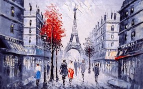 Vícedílný obraz Pohled Na Pařížskou Ulici Jako Namalovanou Nedostatek Nedostatek Plátno Canvas 160x100