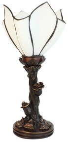 Bílá stolní Tiffany lampa ve tvaru květu Folwia - Ø 18*32 cm E14/max 1*25W