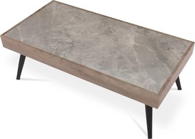Autronic Stůl konferenční, deska slinutá keramika 120x60, šedý mramor, nohy černý kov, světle hnědá dýha AHG-281 GREY