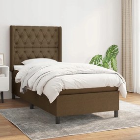 Box Spring Postel S Matrací Textil Tmavě Hnědá Prošívaný design 80 x 200