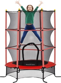 HOMCOM Dětská trampolína Ø163 cm se sítí, krytem okrajů, zahradní trampolína pro děti 3-10 let, s nosností až 50 kg, Červená | Aosom