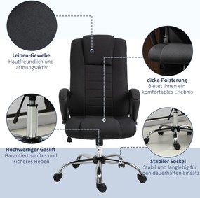 Výškově nastavitelná kancelářská židle Vinsetto, ergonomická kancelářská židle, počítačová židle s houpací funkcí, černá, 62 x 62 x 110-119 cm | Aosom