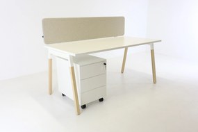MDD Set: Stůl OGI W 160x80 + kontejner + paraván v39, bílá/dřevo