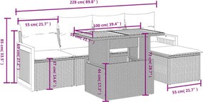 6dílná zahradní sedací souprava s poduškami béžová polyratan 3273936