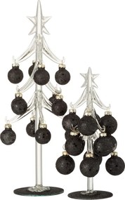 Skleněný stromek s černými koulemi Baubles Stars Medium – 12*12*30 cm