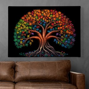 Obraz na plátně - Strom života s pestrobarevnými listy FeelHappy.cz Velikost obrazu: 150 x 100 cm
