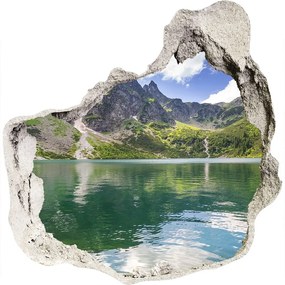 Wallmuralia Díra 3D ve zdi nálepka Morské oko Tatry 75x75 cm