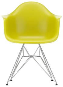 Eames Plastic Armchair DAR chrom hořčicová černé na tvrdou podlahu Vitra