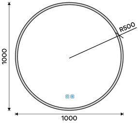 Nimco Černé kulaté LED zrcadlo pr. 1000 mm se dvěma dotykovými senzory - ZPC 28004RVX-90