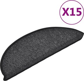 Schodové rohože 15 ks 56x17x3 cm antracitové půlkulaté 133876