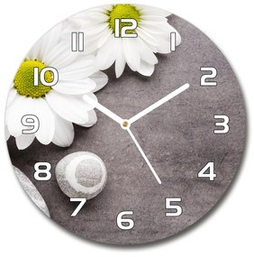 Wallmuralia Skleněné nástěnné hodiny kulaté Gerbera fi 30 cm