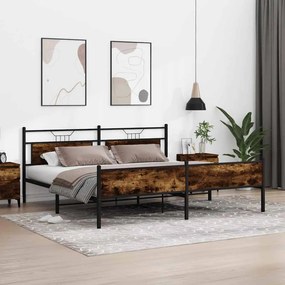 Kovový rám postele bez matrace kouřový dub 193 x 203 cm 3325116