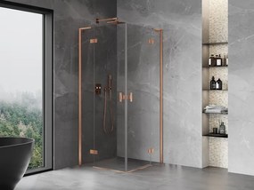 Mexen Mist-H L Duo, 2-křídlý ​​sprchový kout 105 x 105 cm, čiré sklo, měděný matný profil, 8A5L-105L-105P-65-00