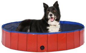 Skládací bazén pro psy červený 160 x 30 cm PVC - Default Title