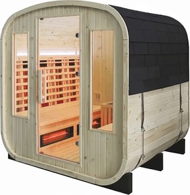 BPS-koupelny Zahradní kombinovaná sudová sauna 2v1  - Infrasauna + finská sauna 180x200, 4-6 osob