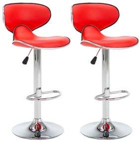 vidaXL 323645 Marketos Bar Stools 2 pcs Red Faux Leather