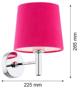 Argon 3909 - Nástěnná lampa BOLZANO 1xE27/15W/230V růžová/lesklý chrom