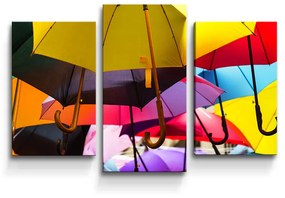 Sablio Obraz - 3-dílný Deštníky - 75x50 cm