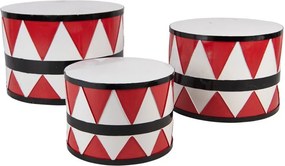 3ks kovový dekorační buben Christmas Drum - Ø 47*32 / Ø 39*28 / Ø 31*22 cm