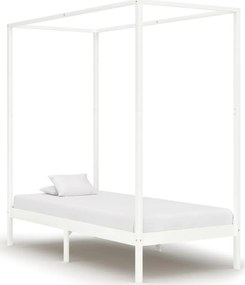 vidaXL Rám postele s nebesy masivní borové dřevo 100 x 200 cm [283251] Barva: Bílá
