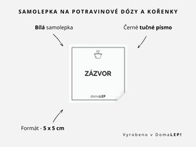 ZÁZVOR - omyvatelná samolepka na kořenky, výběr rozměrů Ø 5 cm / 5 x 5 cm / 6 x 8 cm | DomaLEP tvar: ČTVEREC, barva: BÍLÁ - ČERNÉ písmo, velikost: š. 5 cm x v. 5 cm - tučné písmo