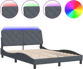 Rám postele s LED bez matrace tmavě šedý 140 x 200 cm samet 3213856