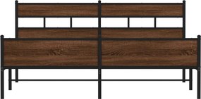 Kovový rám postele bez matrace hnědý dub 200 x 200 cm 3308520