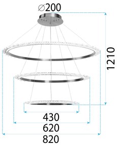 Toolight Toolight, LED křišťálové závěsné svítidlo + dálkové ovládání APP1202-CP, zlatá, OSW-05480