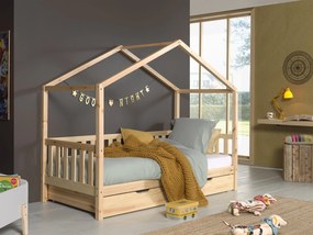 Dallas nízká domečková postel Barva: Dřevo, Varianta: S ohrádkou